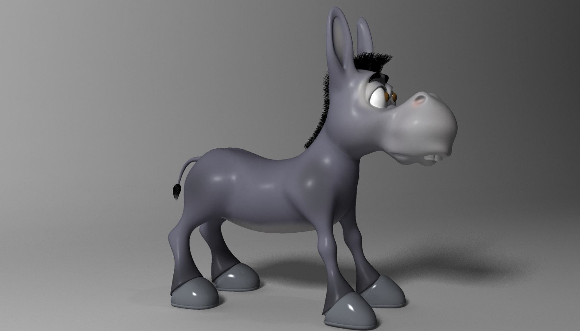 Cartoon Donkey Rigged 3d Model