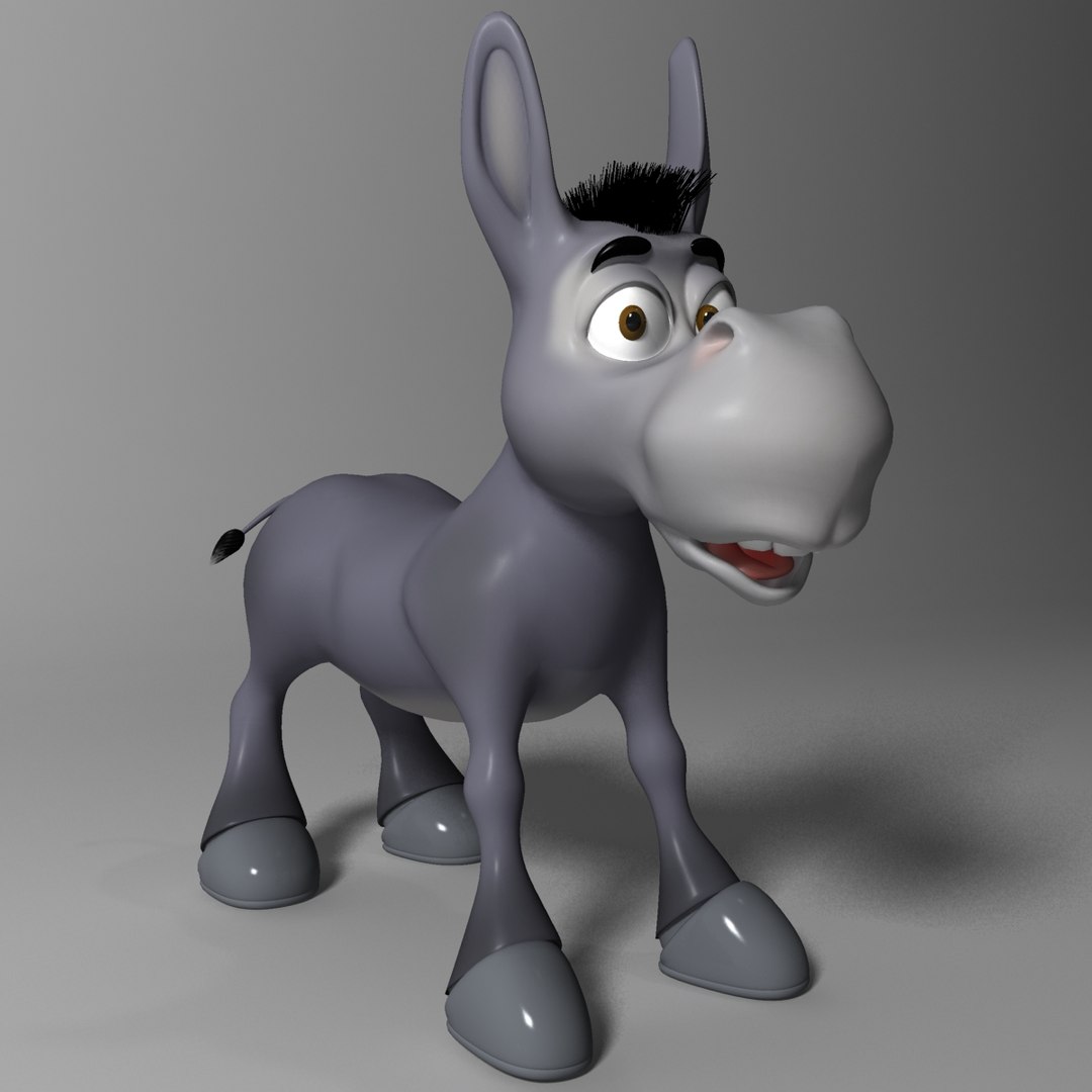 Cartoon Donkey Rigged 3d Model