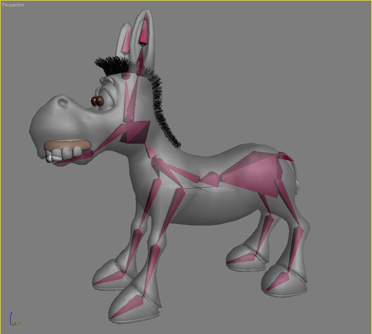 Cartoon Donkey Rigged 3d Model