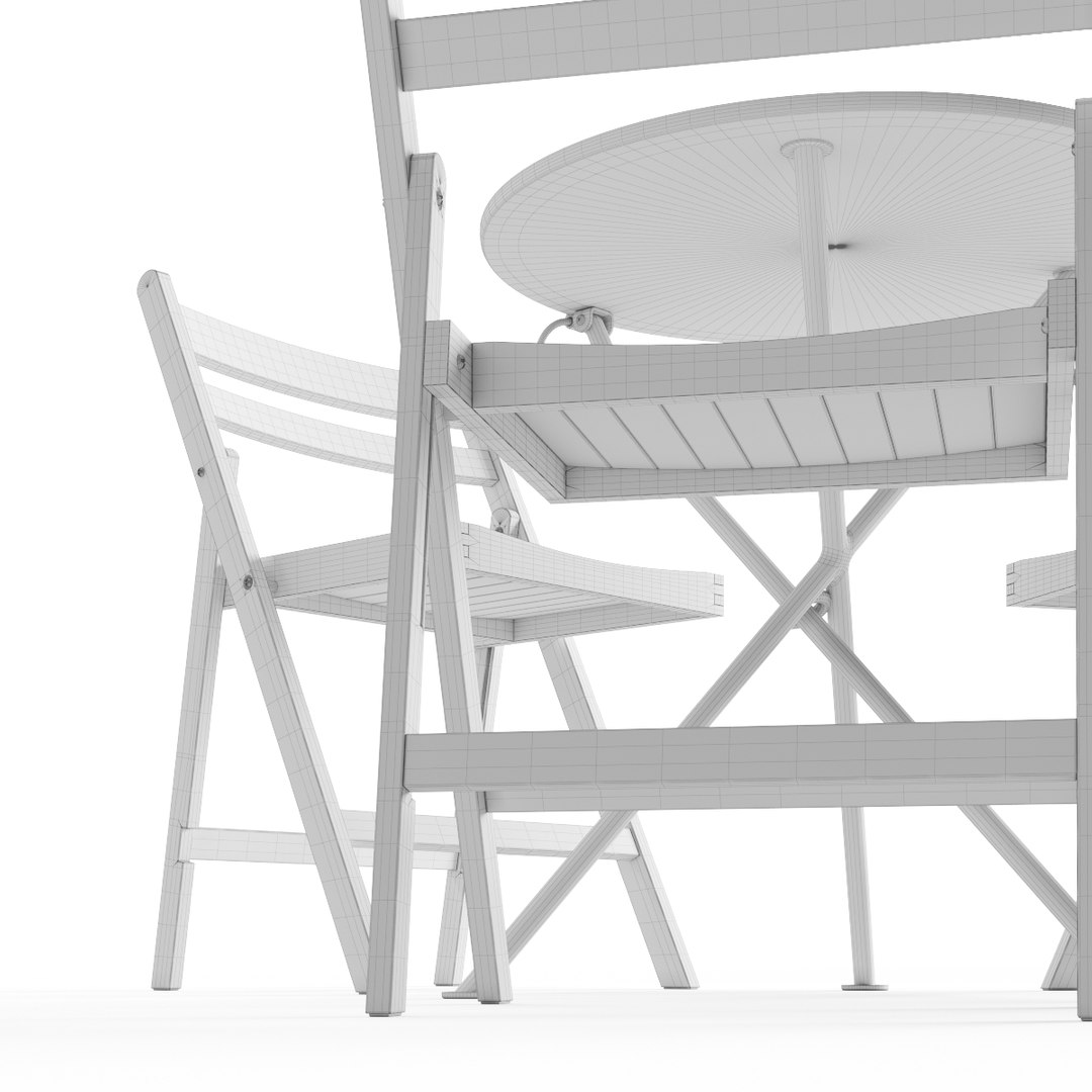 Outdoor French 3 Legs Cafe Folding Table And Chairs 3D Model ...