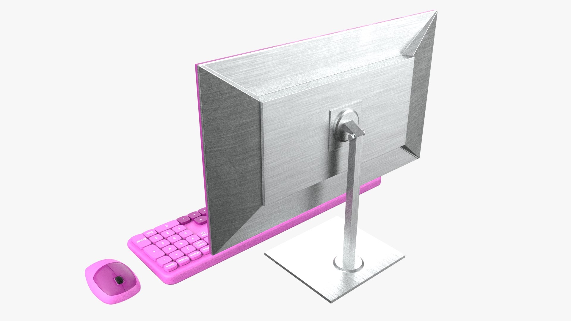 3D Wireles Computer Set Keyboard Mouse Monitor Baby Pink Model ...