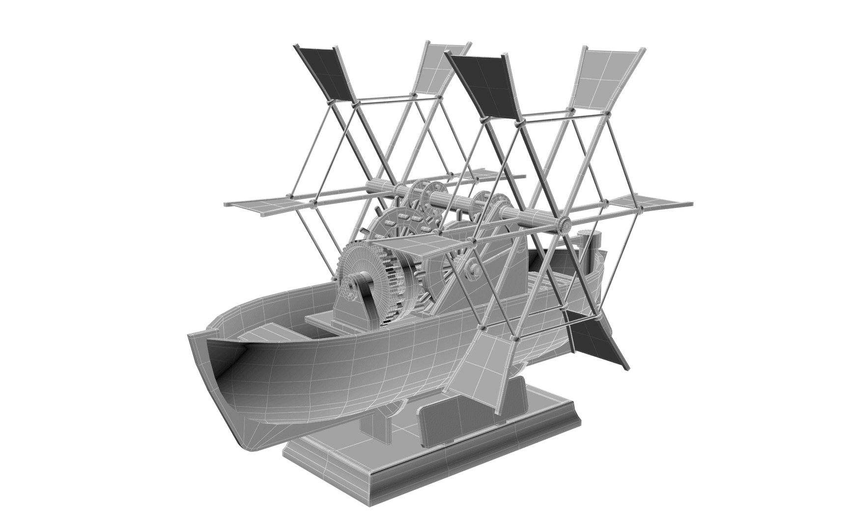 Leonardo Paddle Wheel Boat 3D - TurboSquid 1763115