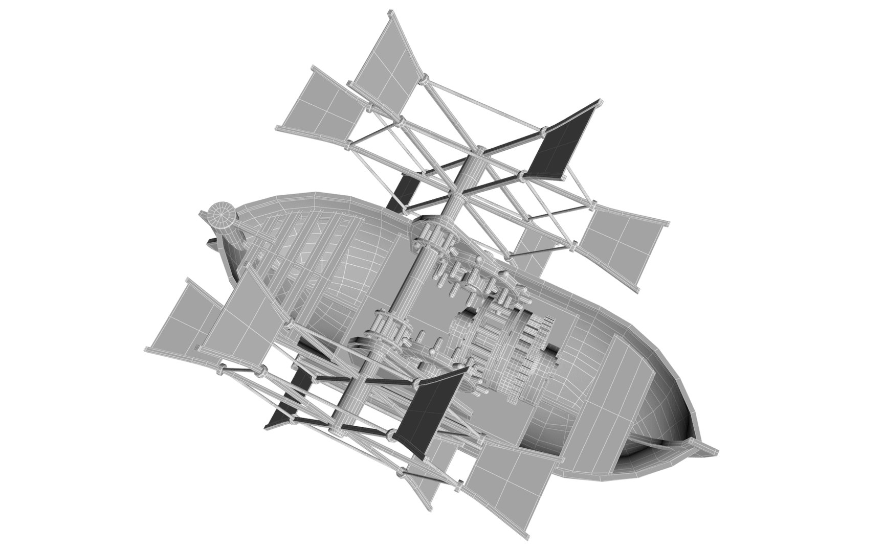 Leonardo Paddle Wheel Boat 3D - TurboSquid 1763115