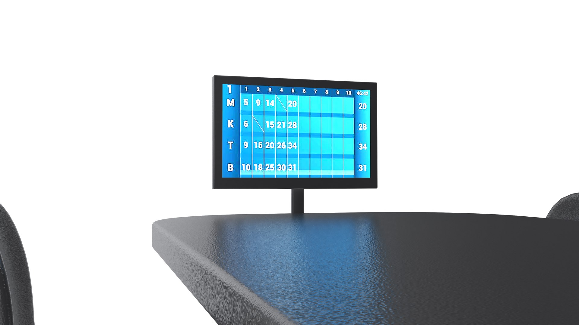 3D Bowling Table With Chairs And Monitor Model - TurboSquid 2281765