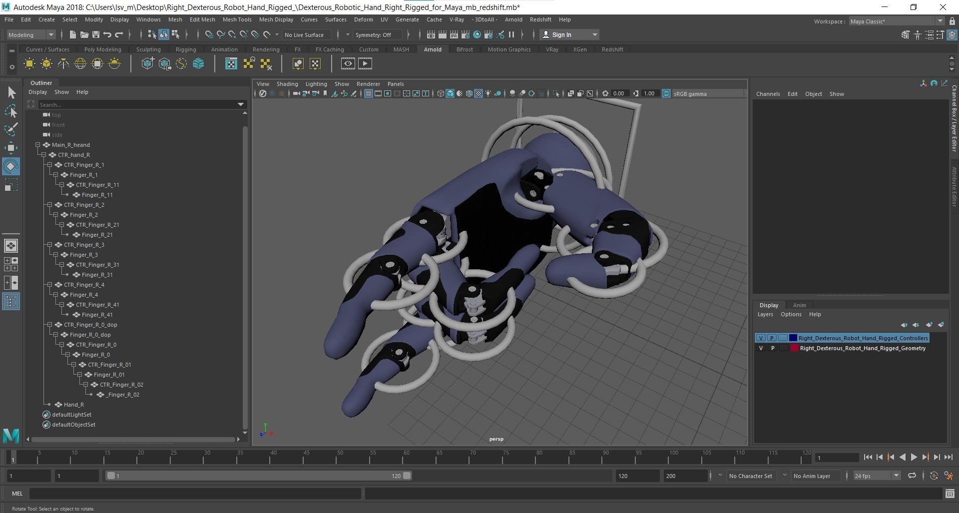 Right Dexterous Robot Hand Rigged For Maya 3D Model - TurboSquid 2369738