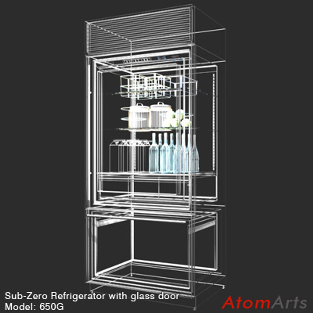 Refrigerator Glass Door Sub-zero 3d Model
