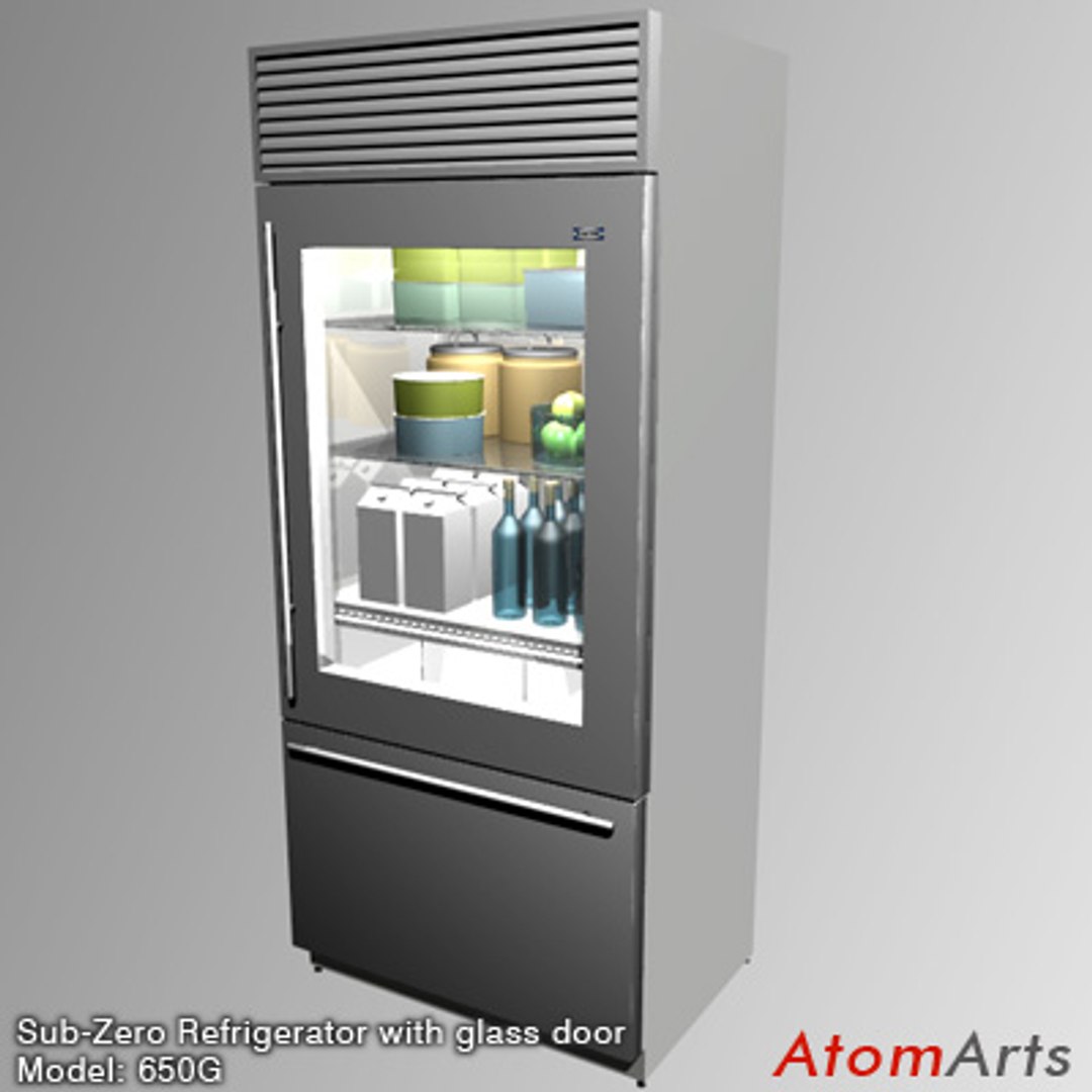 Refrigerator Glass Door Sub-zero 3d Model