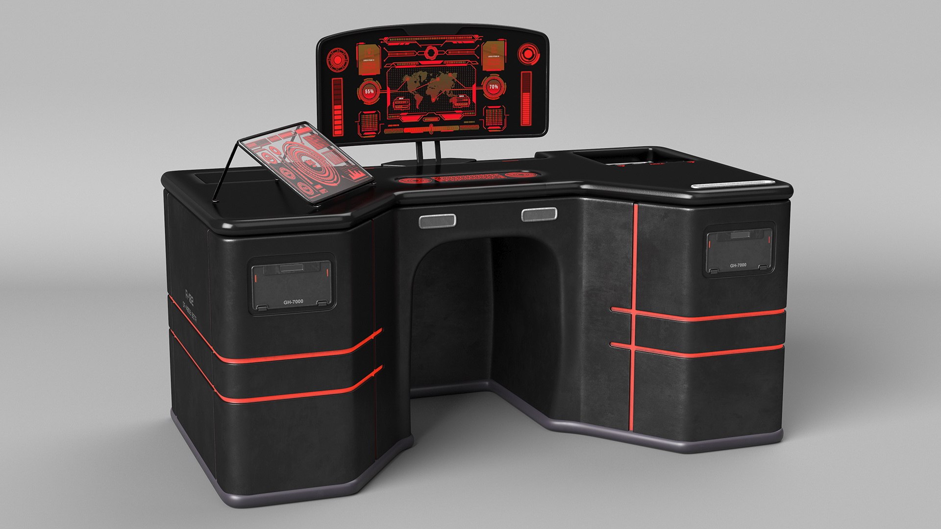 Futuristic Computer Table Dark 3D model - TurboSquid 2146916