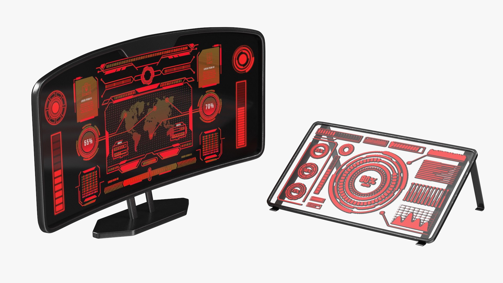 Futuristic Computer Table Dark 3D model - TurboSquid 2146916