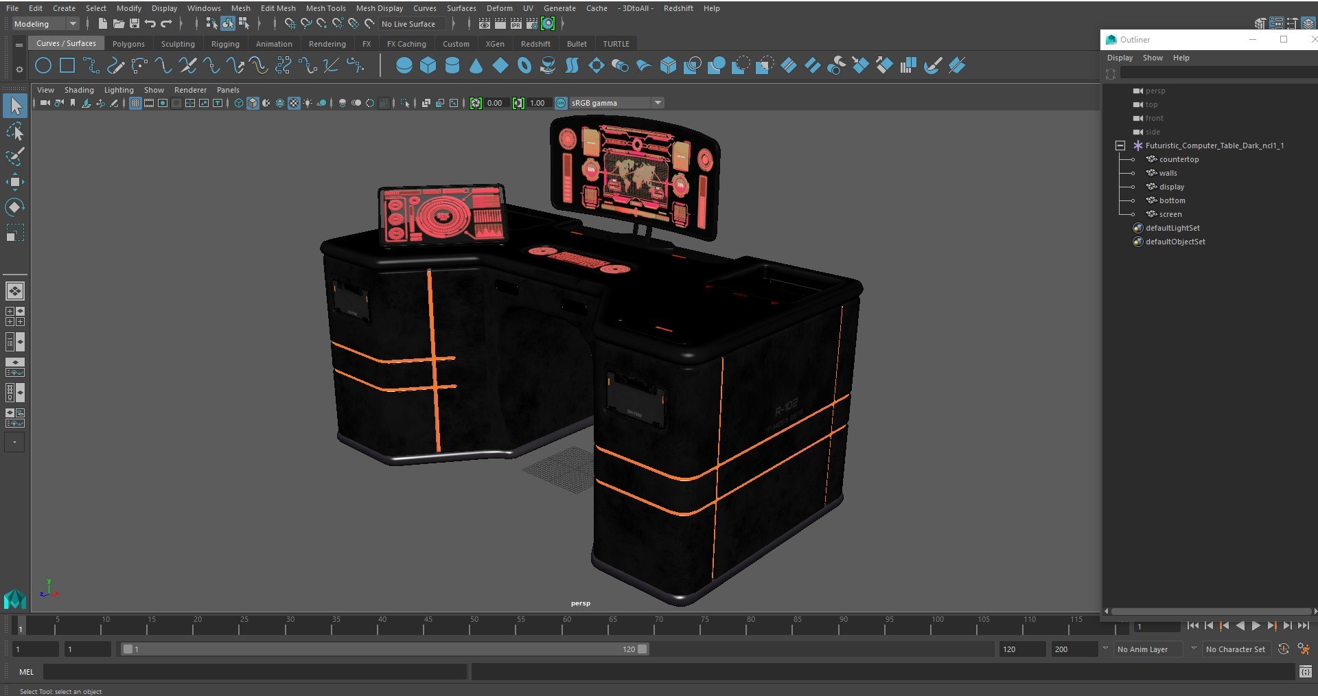 Futuristic Computer Table Dark 3D model - TurboSquid 2146916