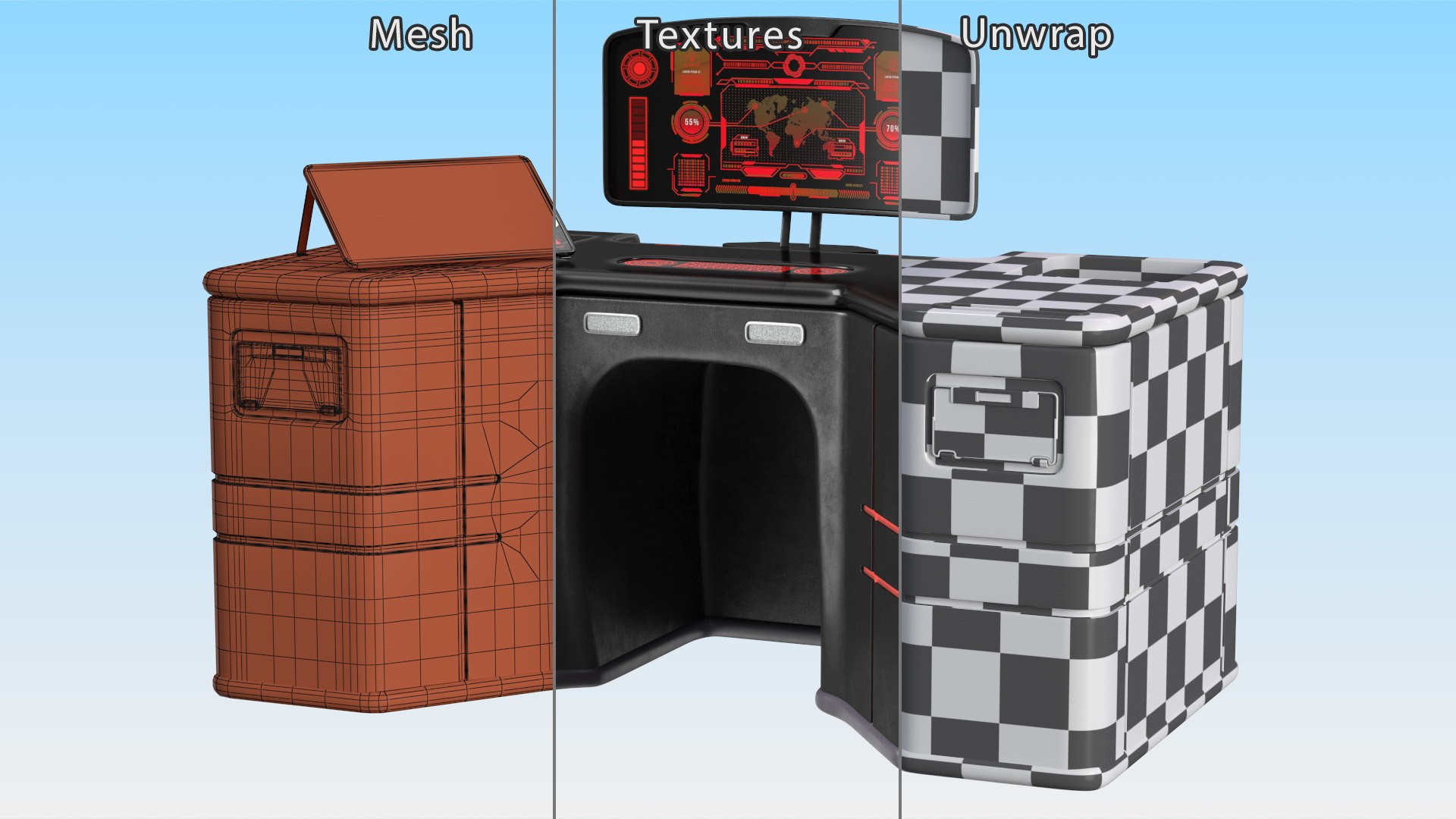 Futuristic Computer Table Dark 3D model - TurboSquid 2146916