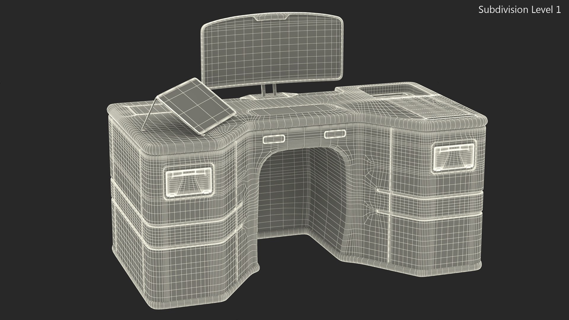 Futuristic Computer Table Dark 3D model - TurboSquid 2146916