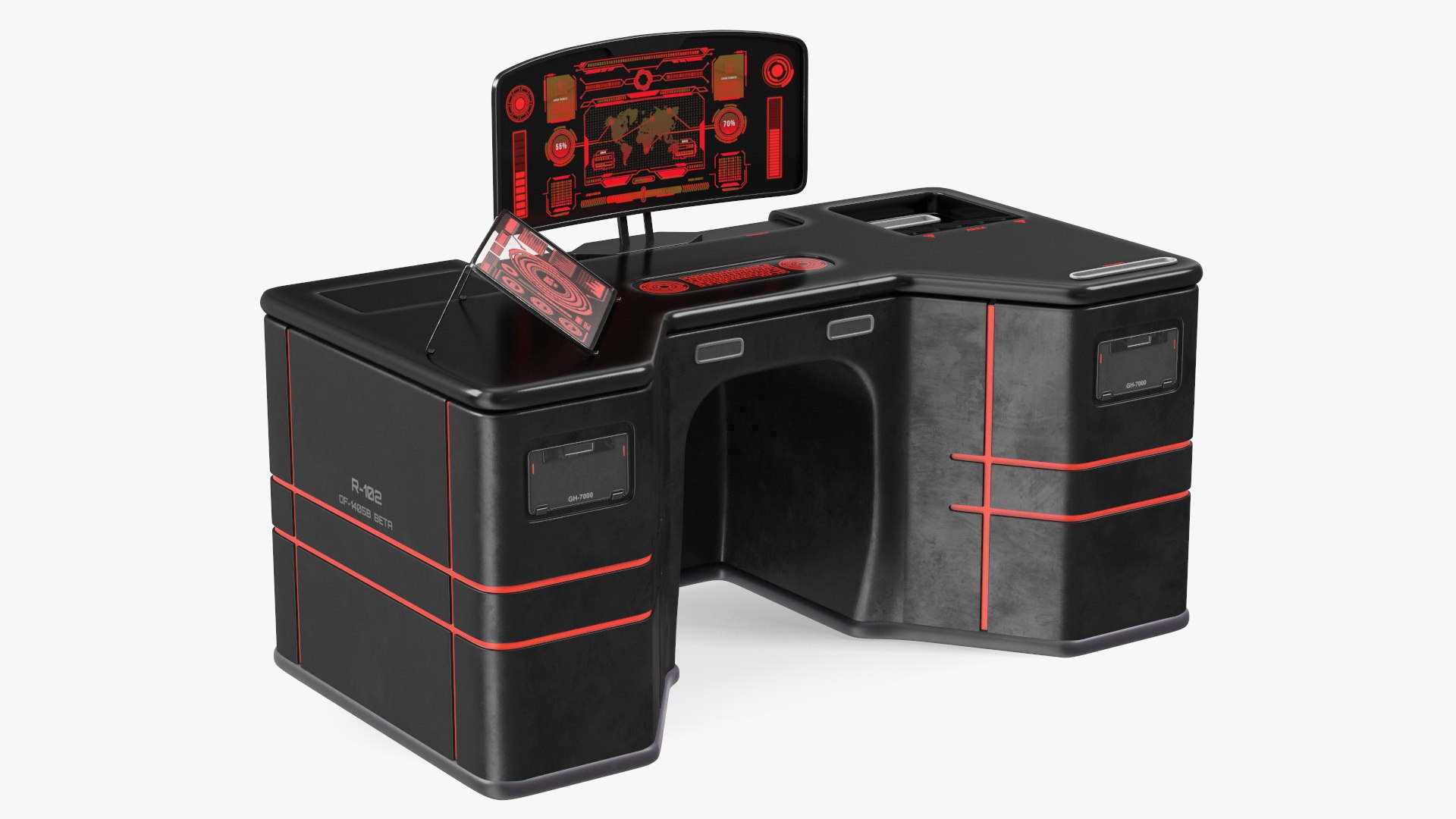 Futuristic Computer Table Dark 3D model - TurboSquid 2146916