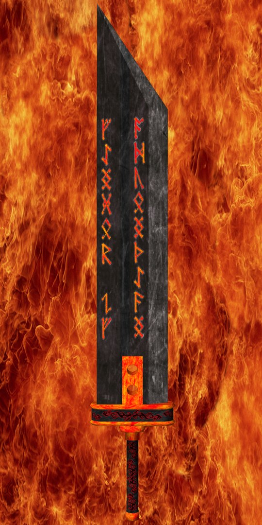 burning sword mystery 3d obj