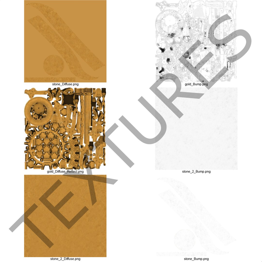 solomonic column gold 3d model