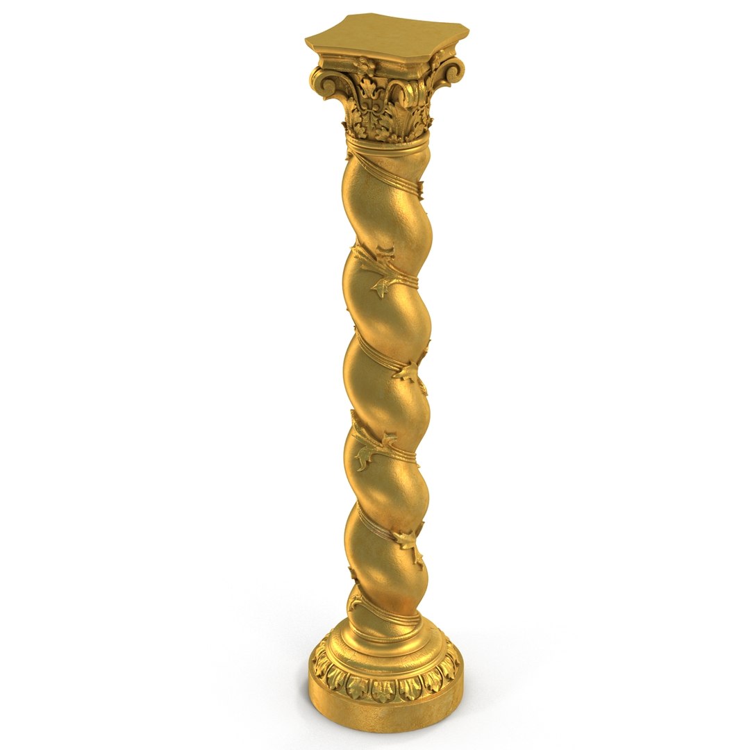 Solomonic Column Gold 3d Model