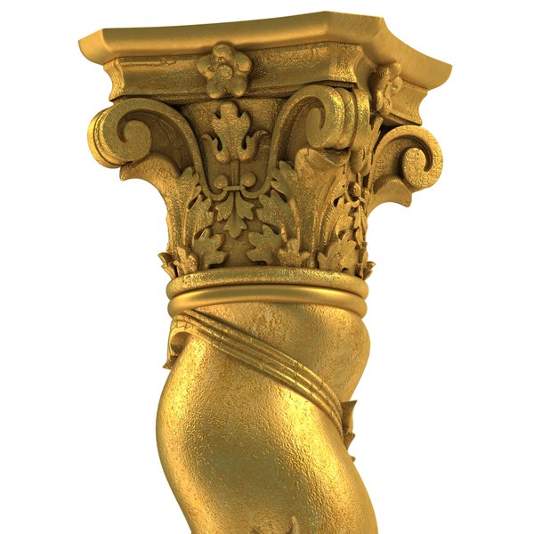 solomonic column gold 3d model