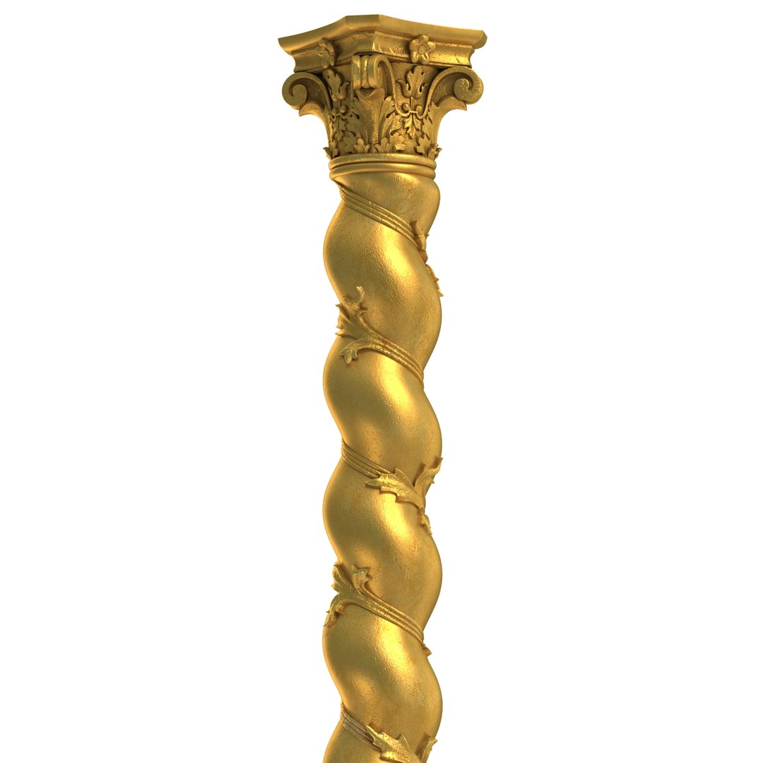 Solomonic Column Gold 3d Model