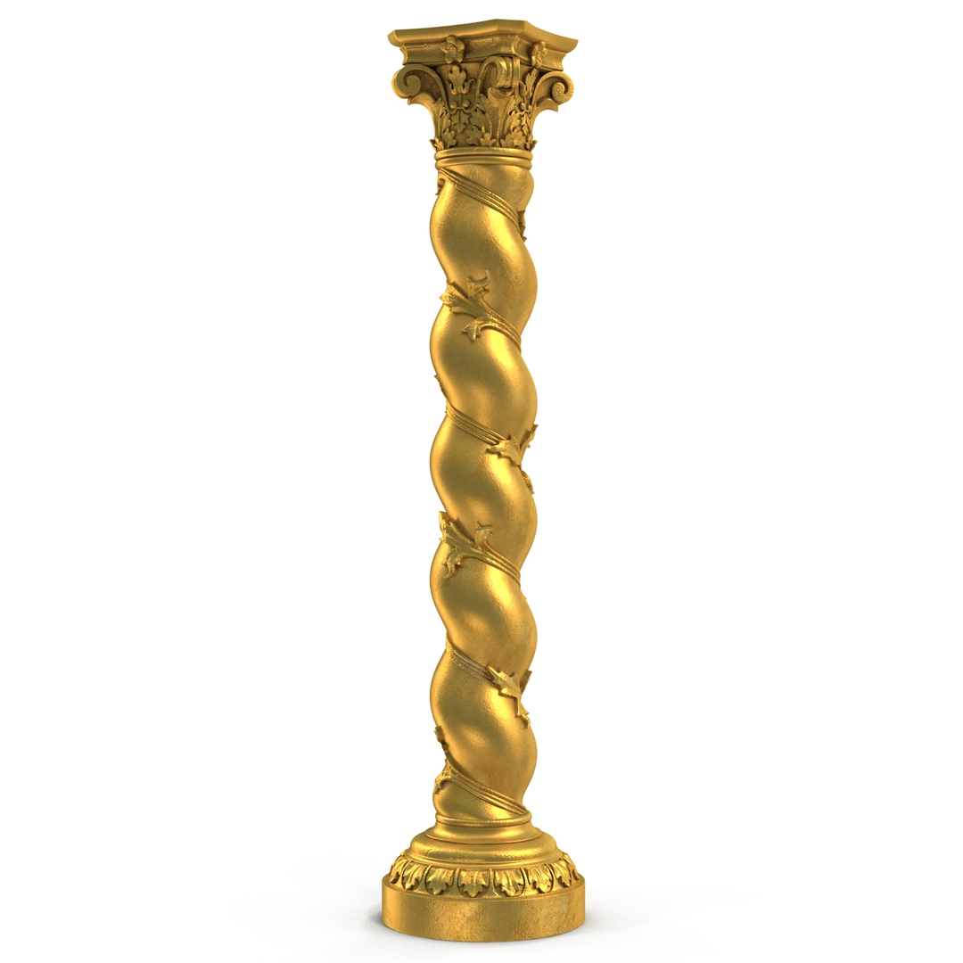 Solomonic Column Gold 3d Model