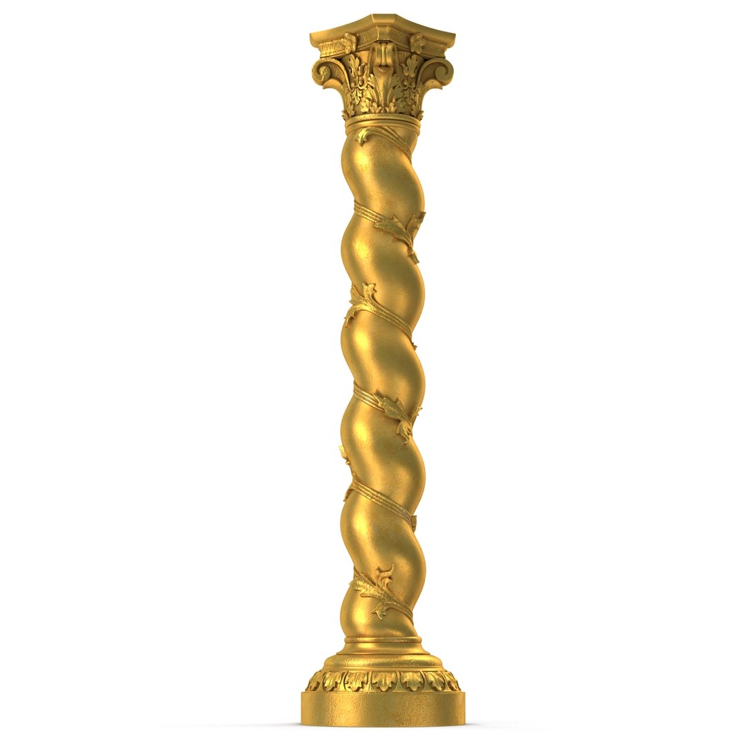 Solomonic Column Gold 3d Model