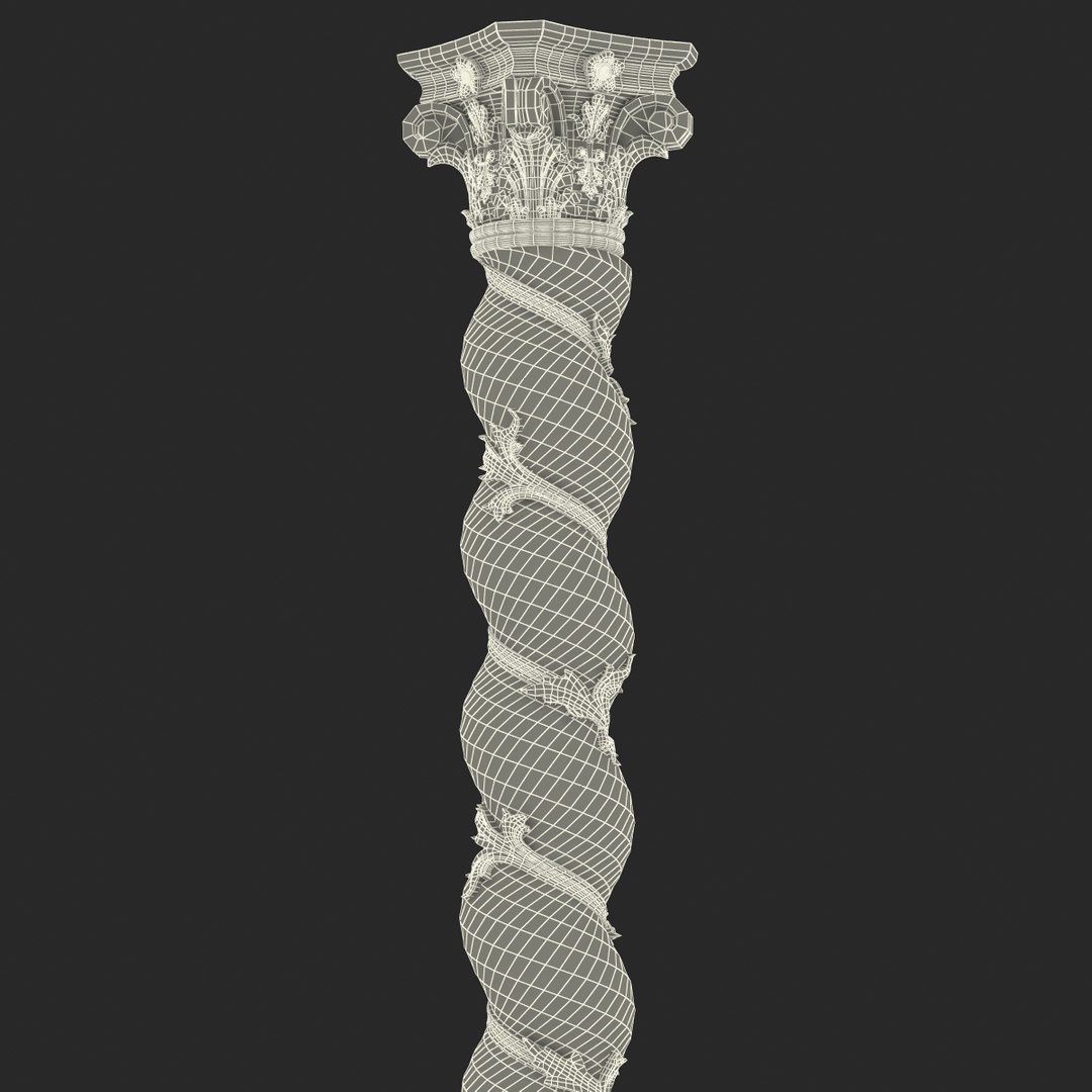 solomonic column gold 3d model
