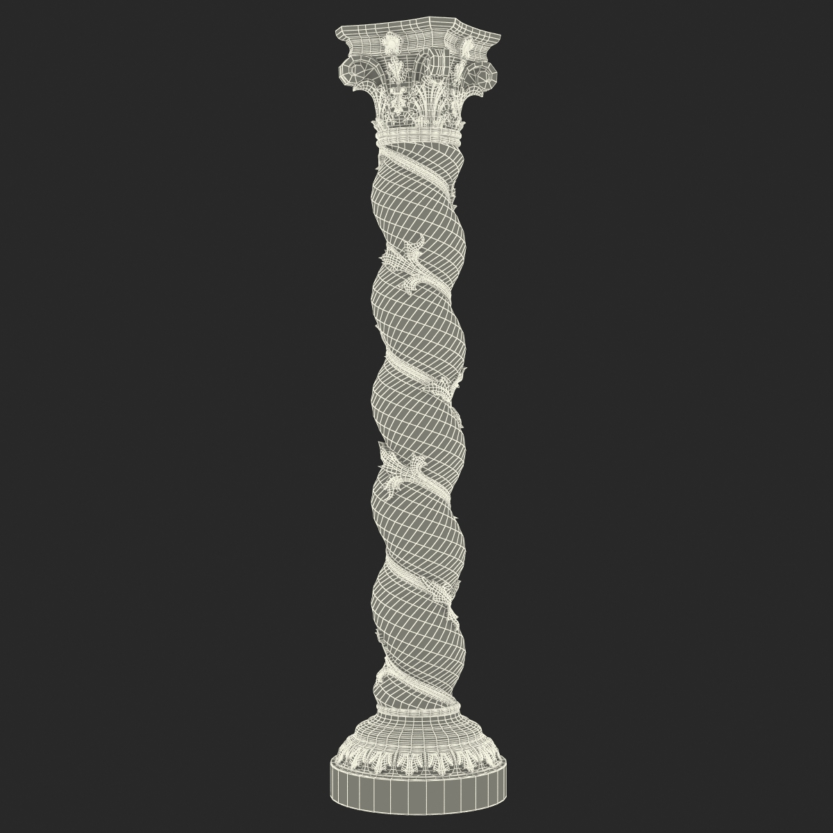 solomonic column gold 3d model