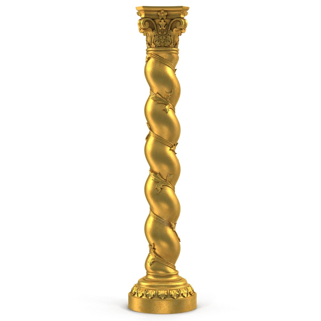 Solomonic Column Gold 3d Model