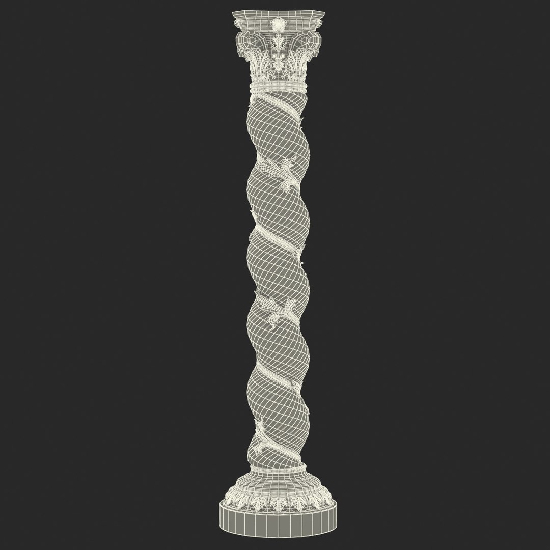 solomonic column gold 3d model