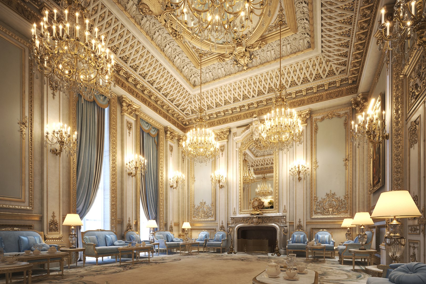 3D Royal Lounge Room Model - TurboSquid 2158375