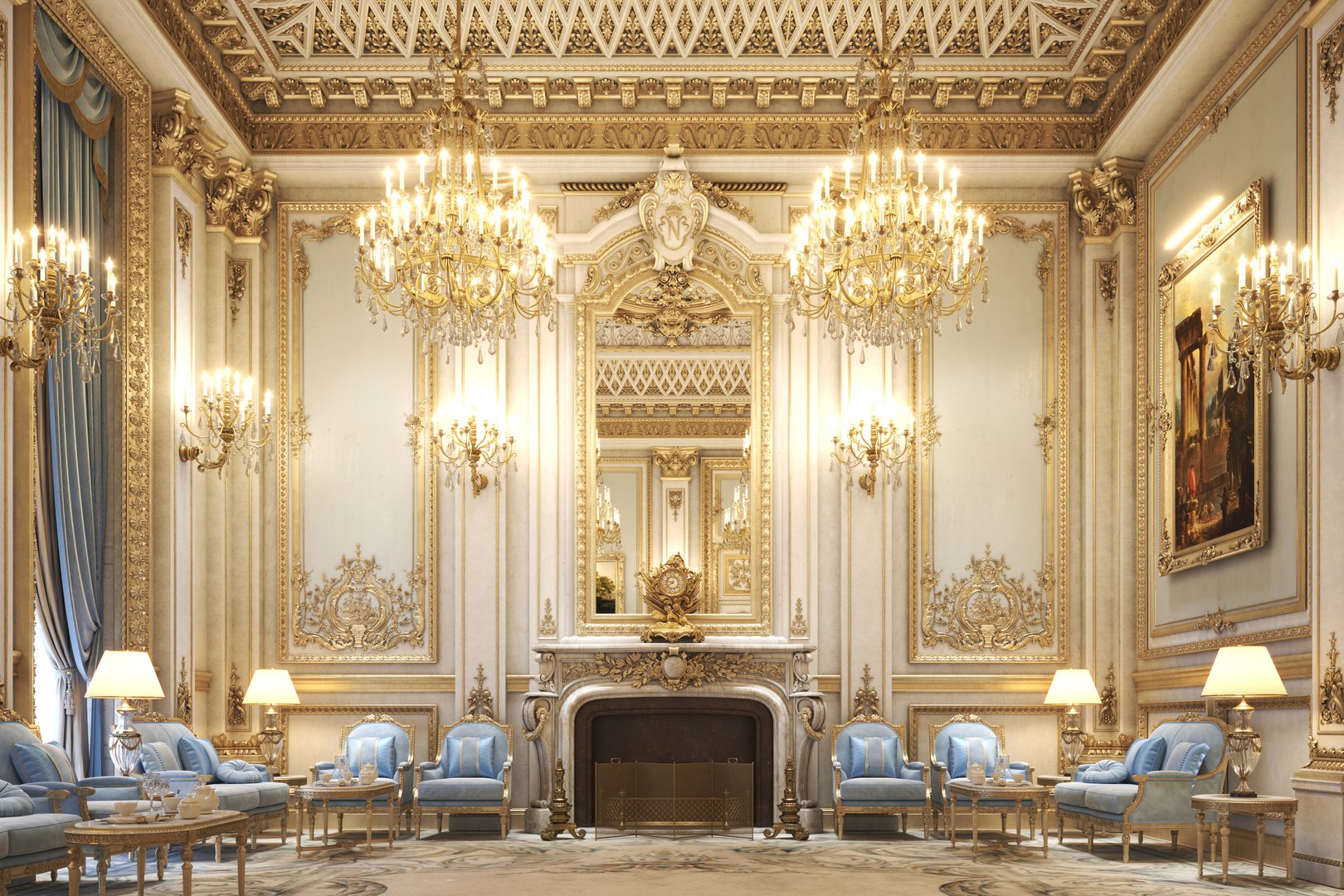 3D Royal Lounge Room Model - TurboSquid 2158375