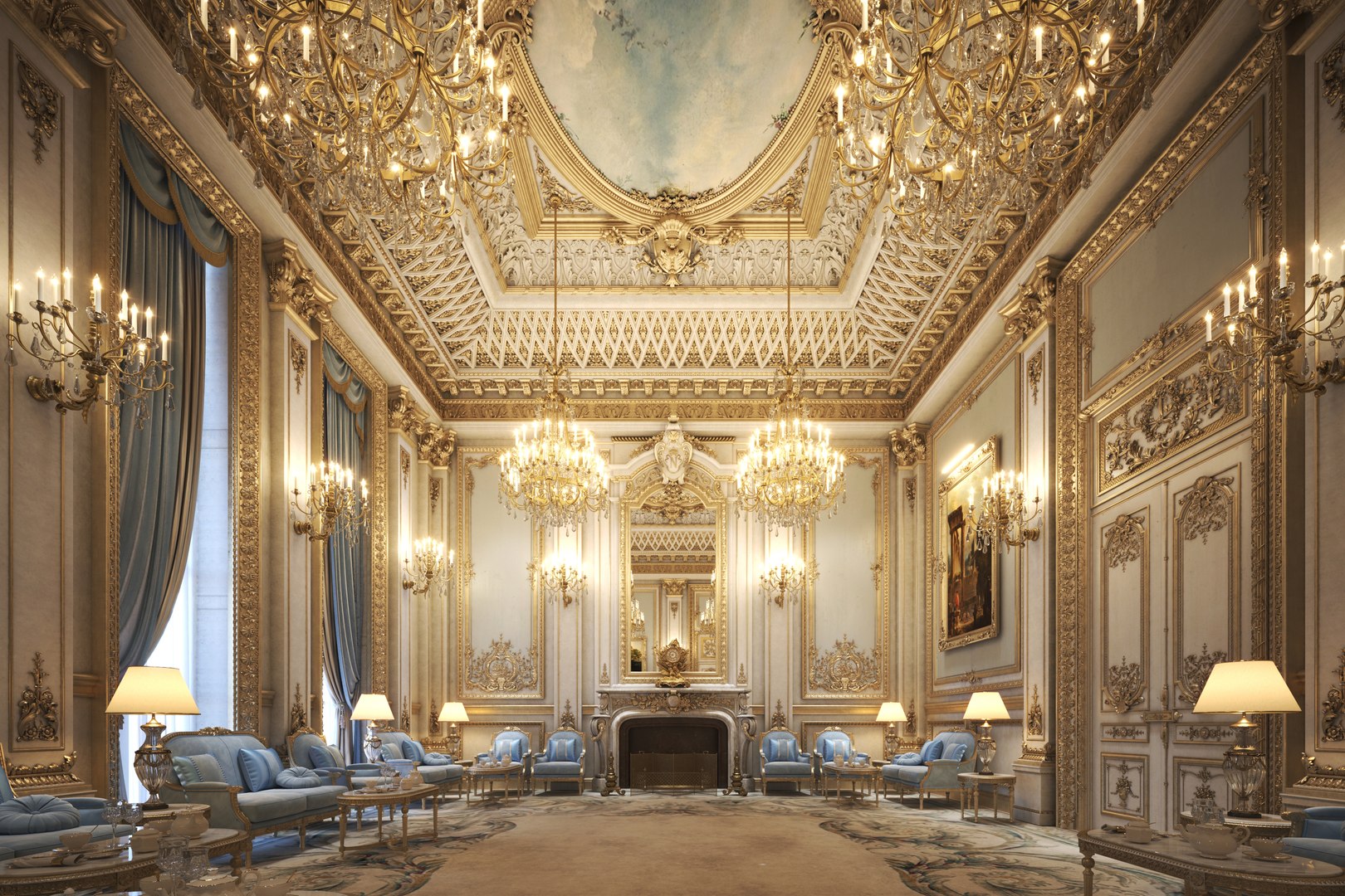 3D Royal Lounge Room Model - TurboSquid 2158375