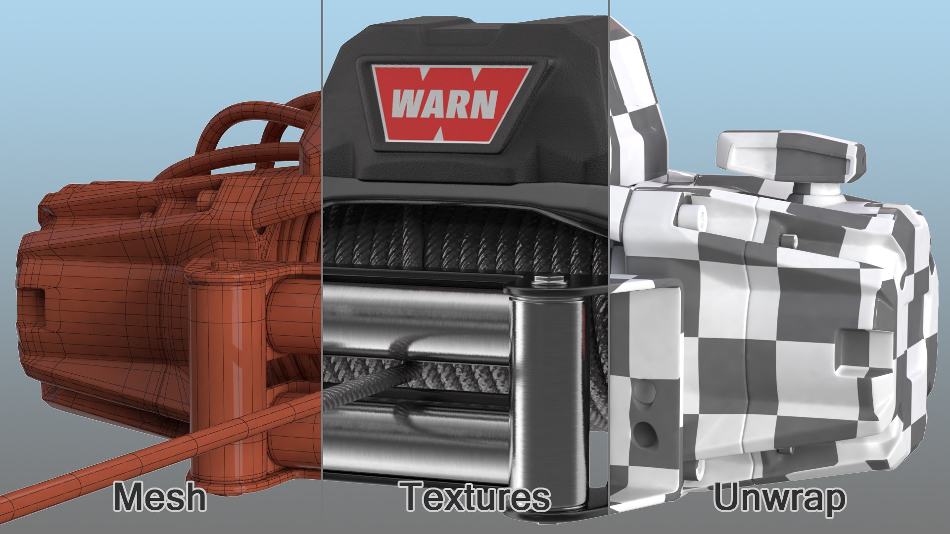 Unwound cable electric winch 3D model - TurboSquid 1647384