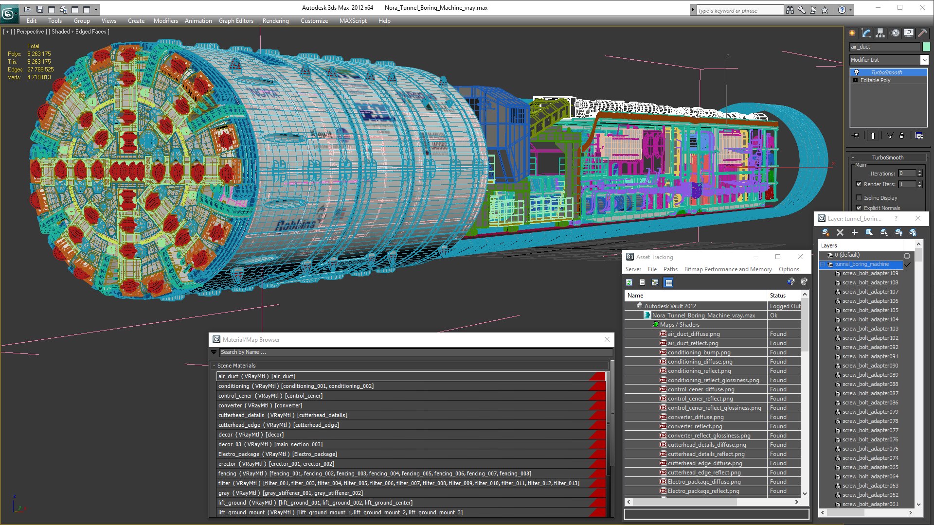 3D nora tunnel boring machine - TurboSquid 1436204