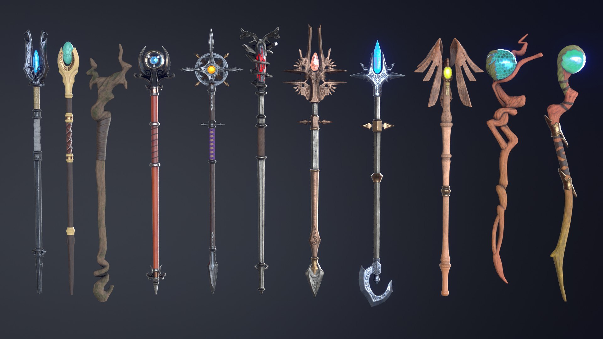 3D Fantasy Staff Set 05 - TurboSquid 1723076