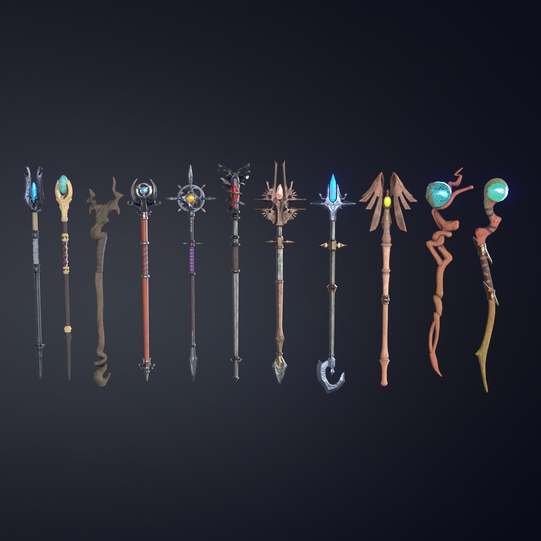 3D Fantasy Staff Set 05 - TurboSquid 1723076