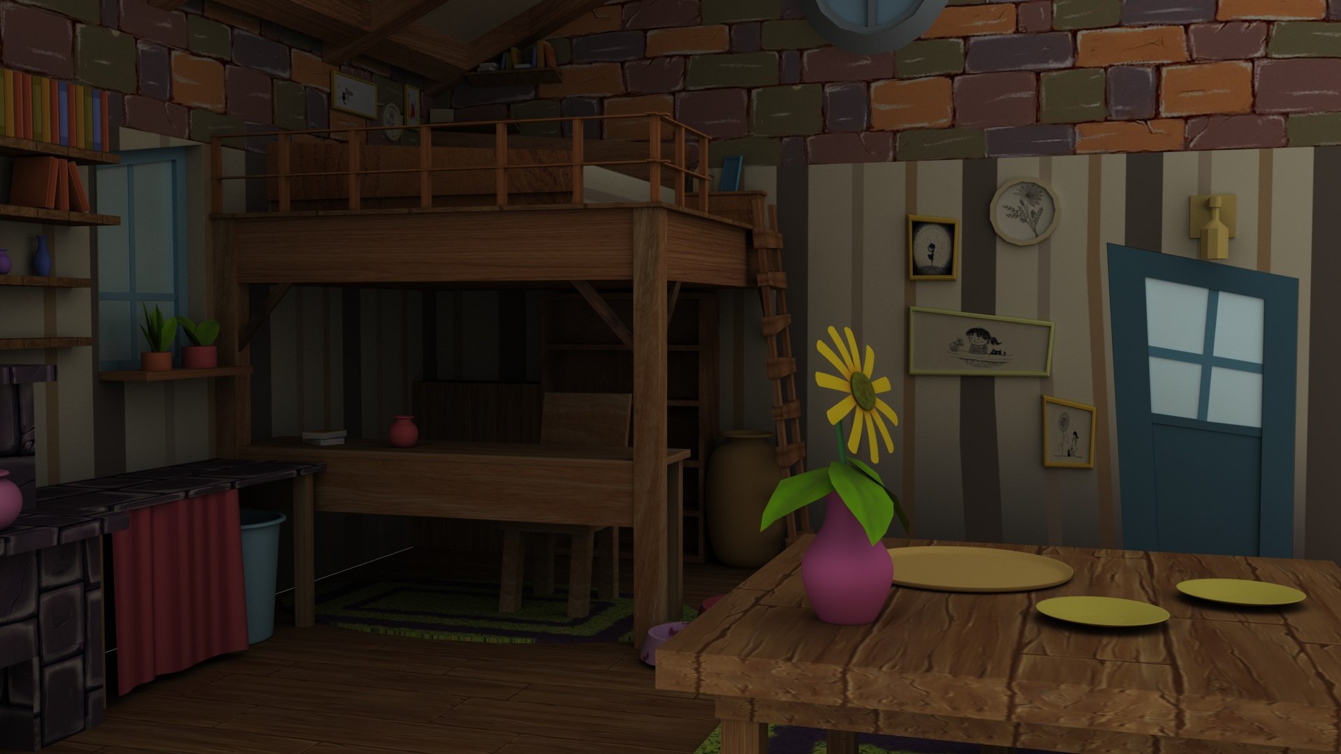 Toon House Cartoon 3D Model - TurboSquid 1711645