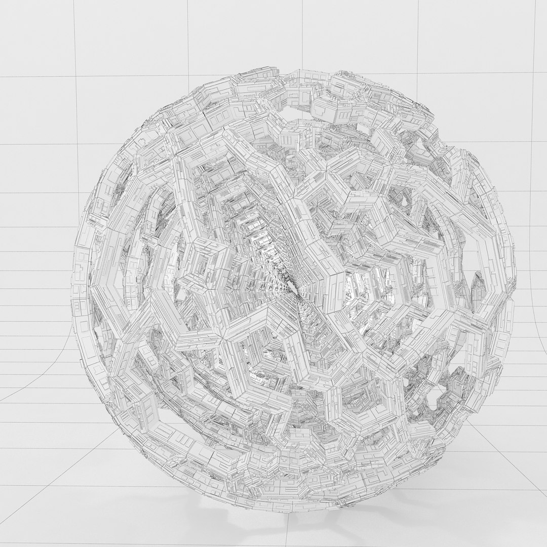 3D Fractal Greeble Sphere 02 Model - TurboSquid 1877008