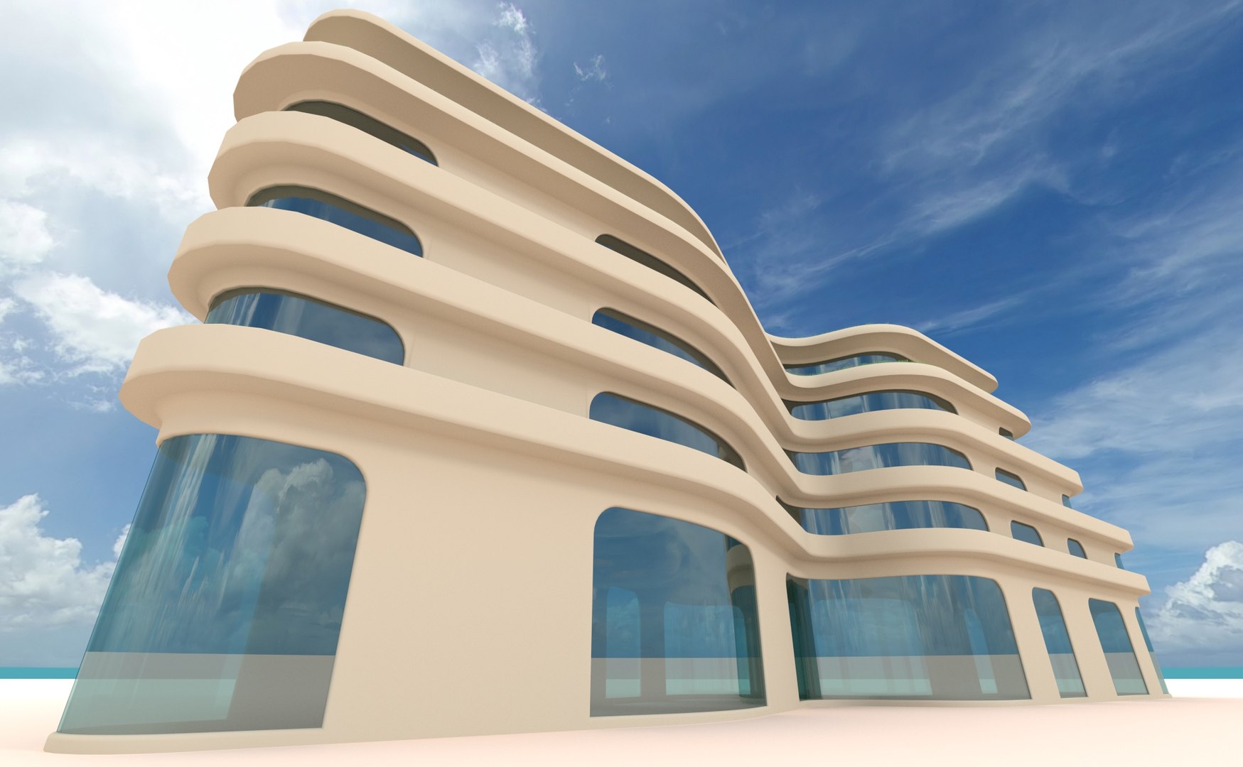 Lightning Shaped Building Structures 3d Model