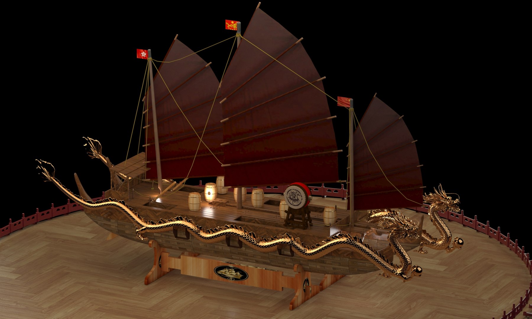 Chinese Dragon Boat 3D Model - TurboSquid 2232585