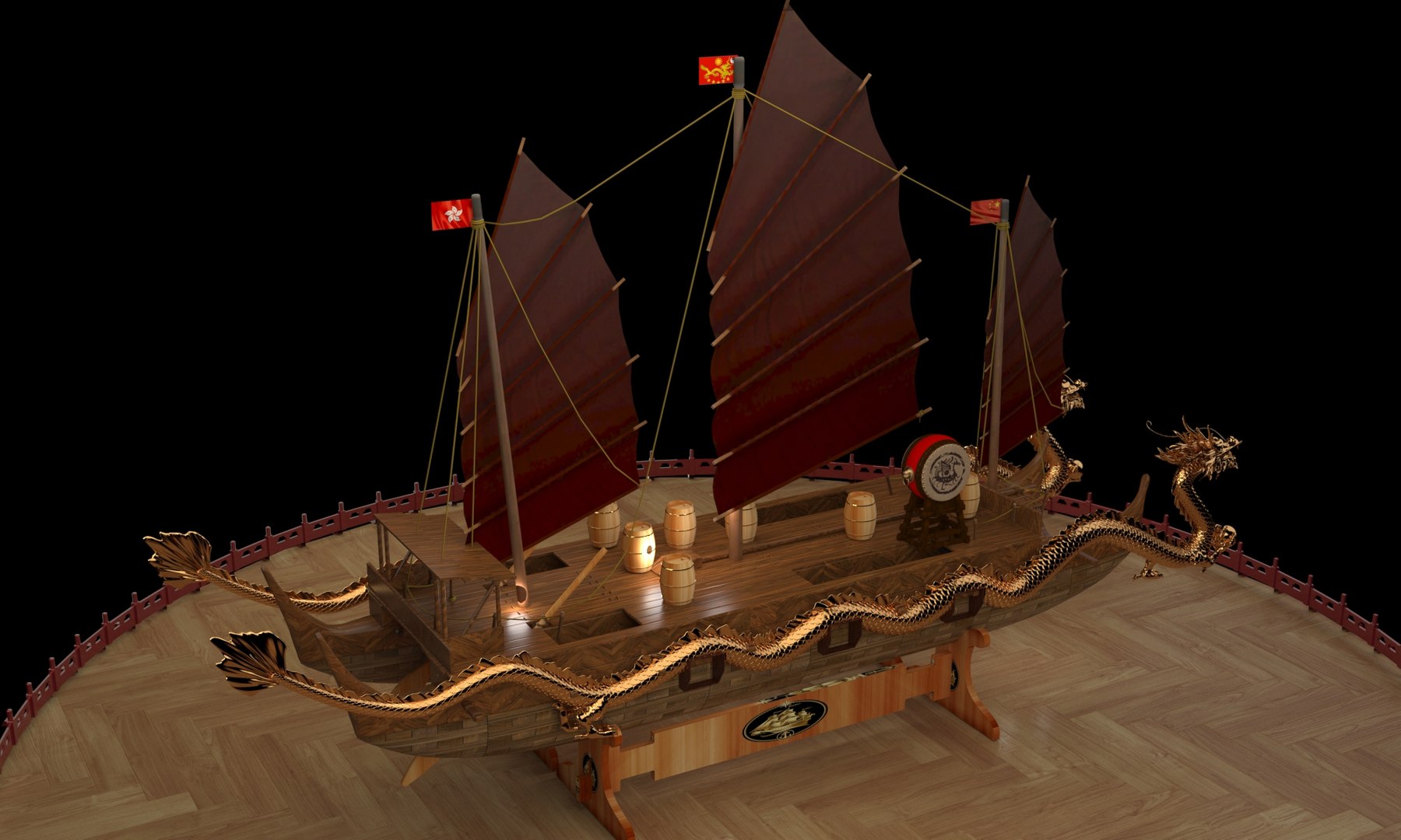 Chinese Dragon Boat 3D Model - TurboSquid 2232585