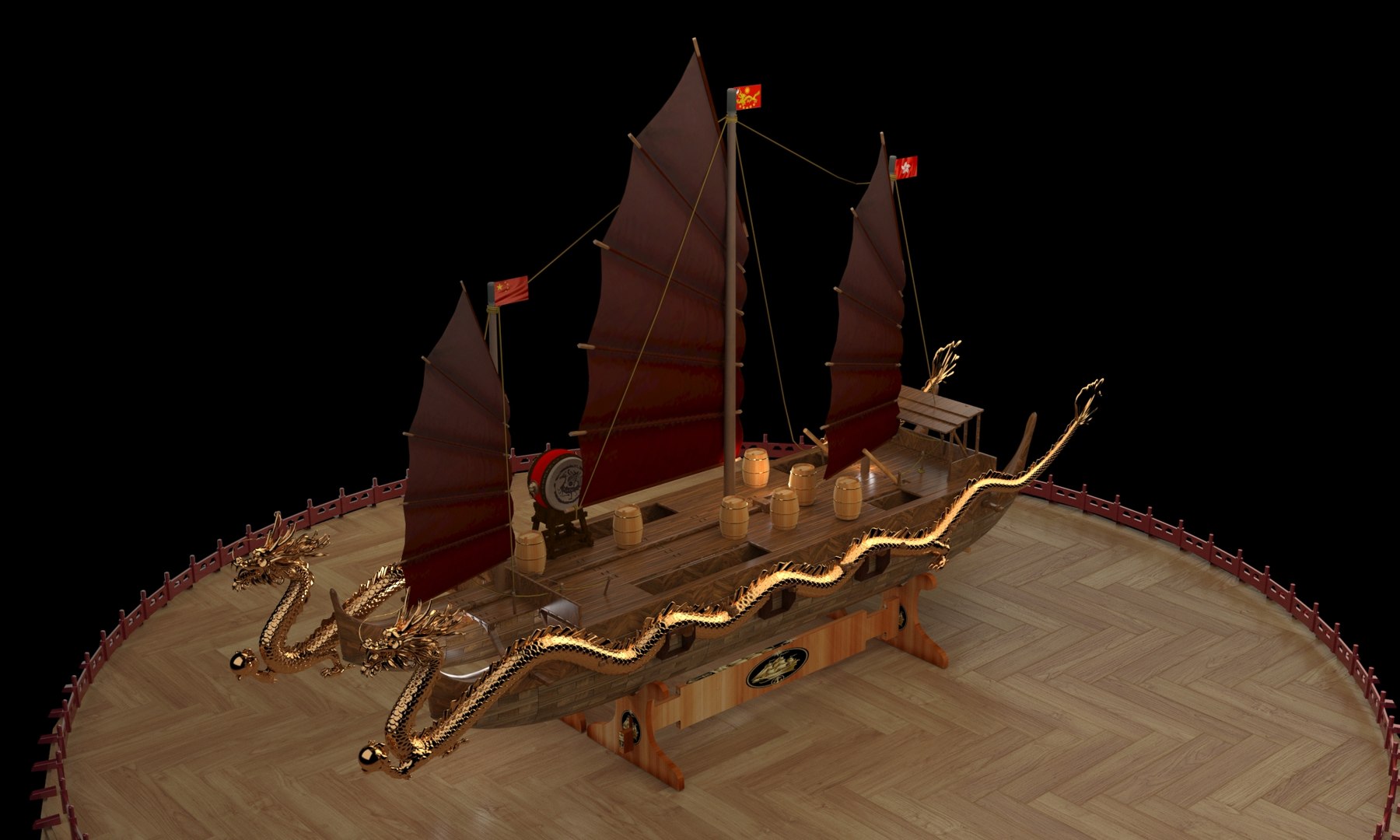 Chinese Dragon Boat 3D Model - TurboSquid 2232585