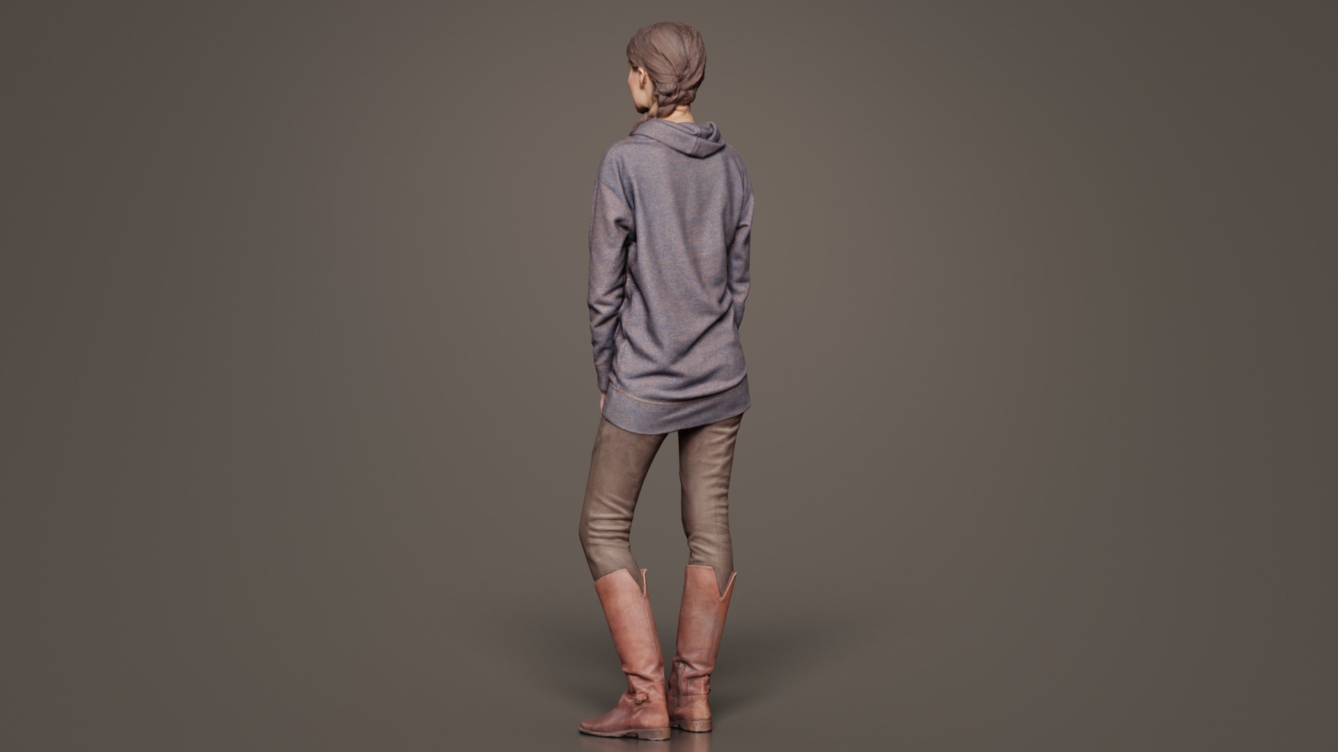 Long Braid Woman In Leather Boots Posing Remastered Model - TurboSquid ...