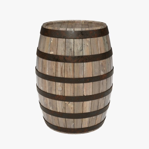 ma wooden barrel realistic metal