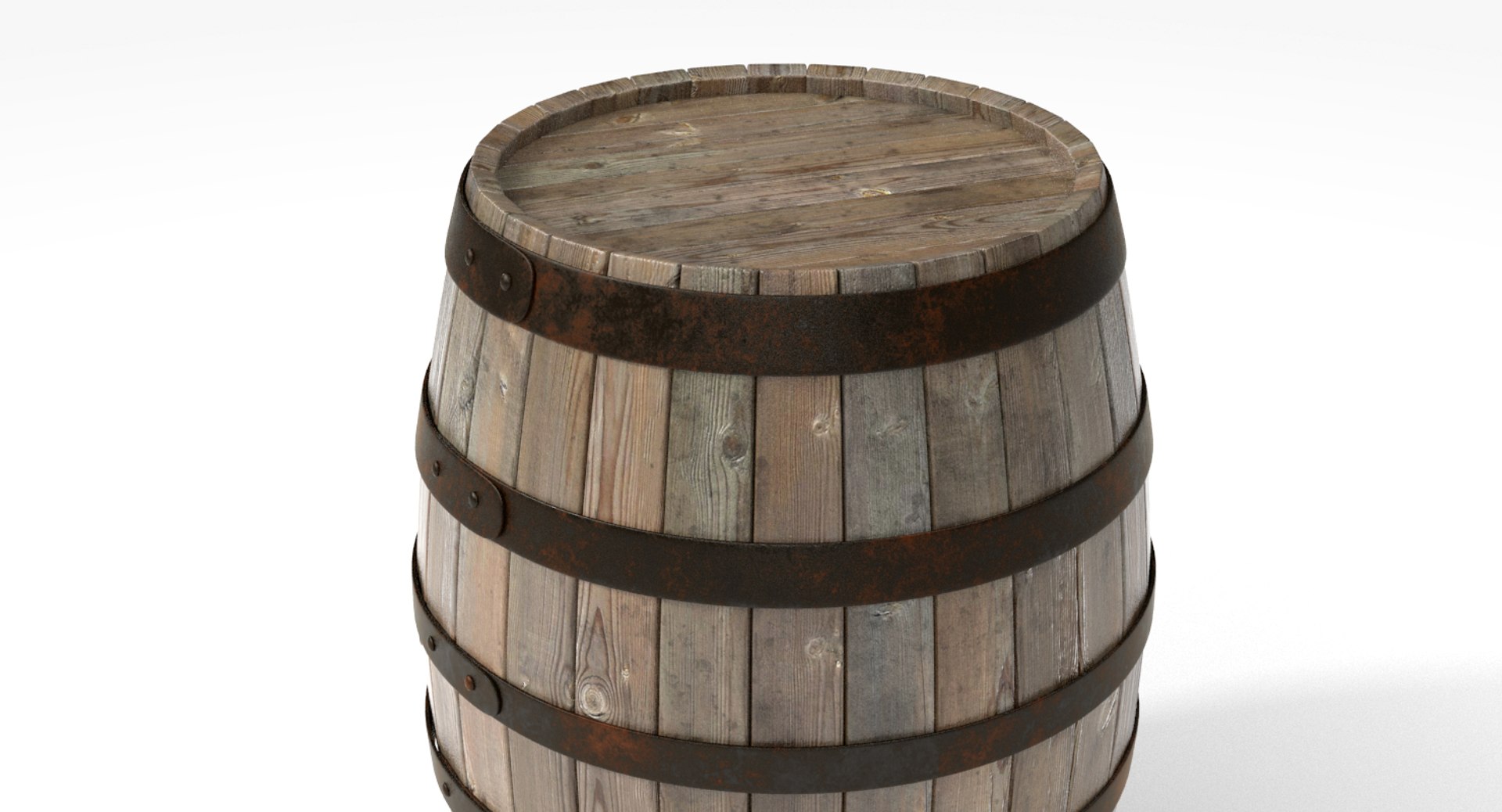 ma wooden barrel realistic metal
