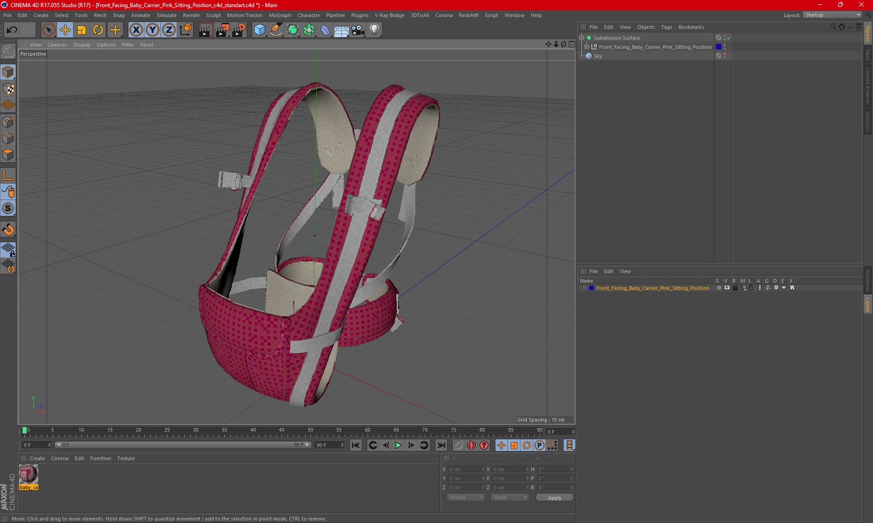 Front Facing Baby Carrier Pink Sitting Position 3D - TurboSquid 2152636