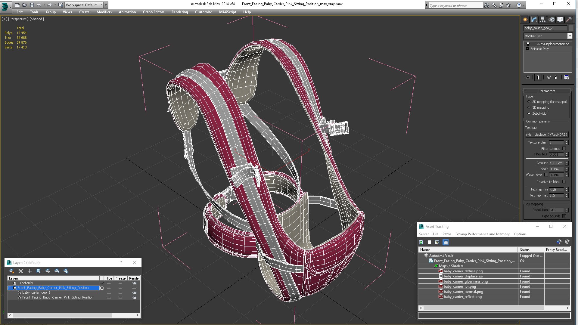 Front Facing Baby Carrier Pink Sitting Position 3D - TurboSquid 2152636