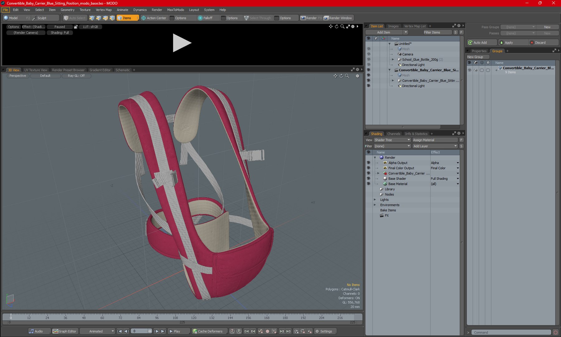 Front Facing Baby Carrier Pink Sitting Position 3D - TurboSquid 2152636