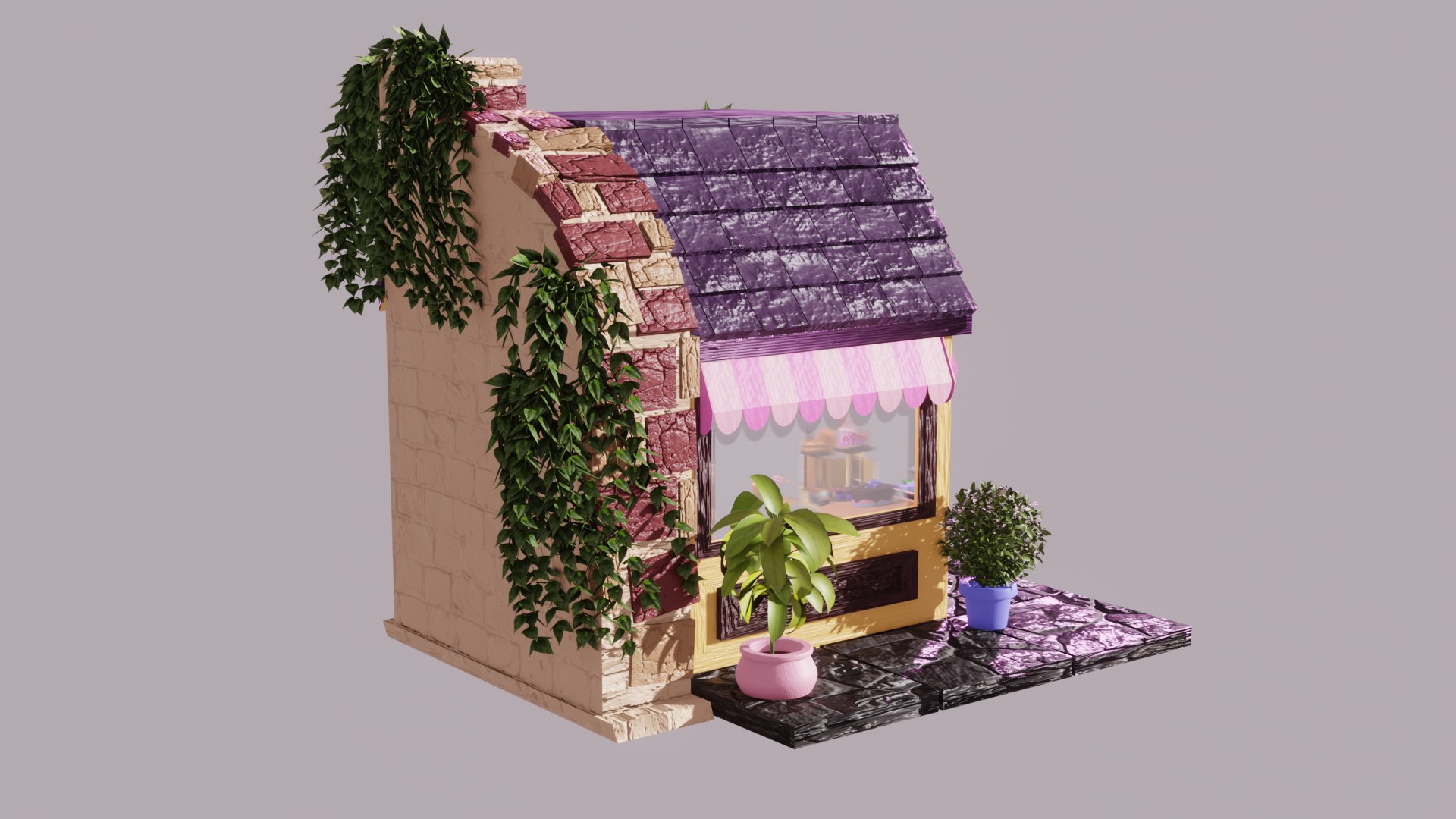 Cake Shop Store Plants Cat Environment Street 3D Model - TurboSquid 1955030