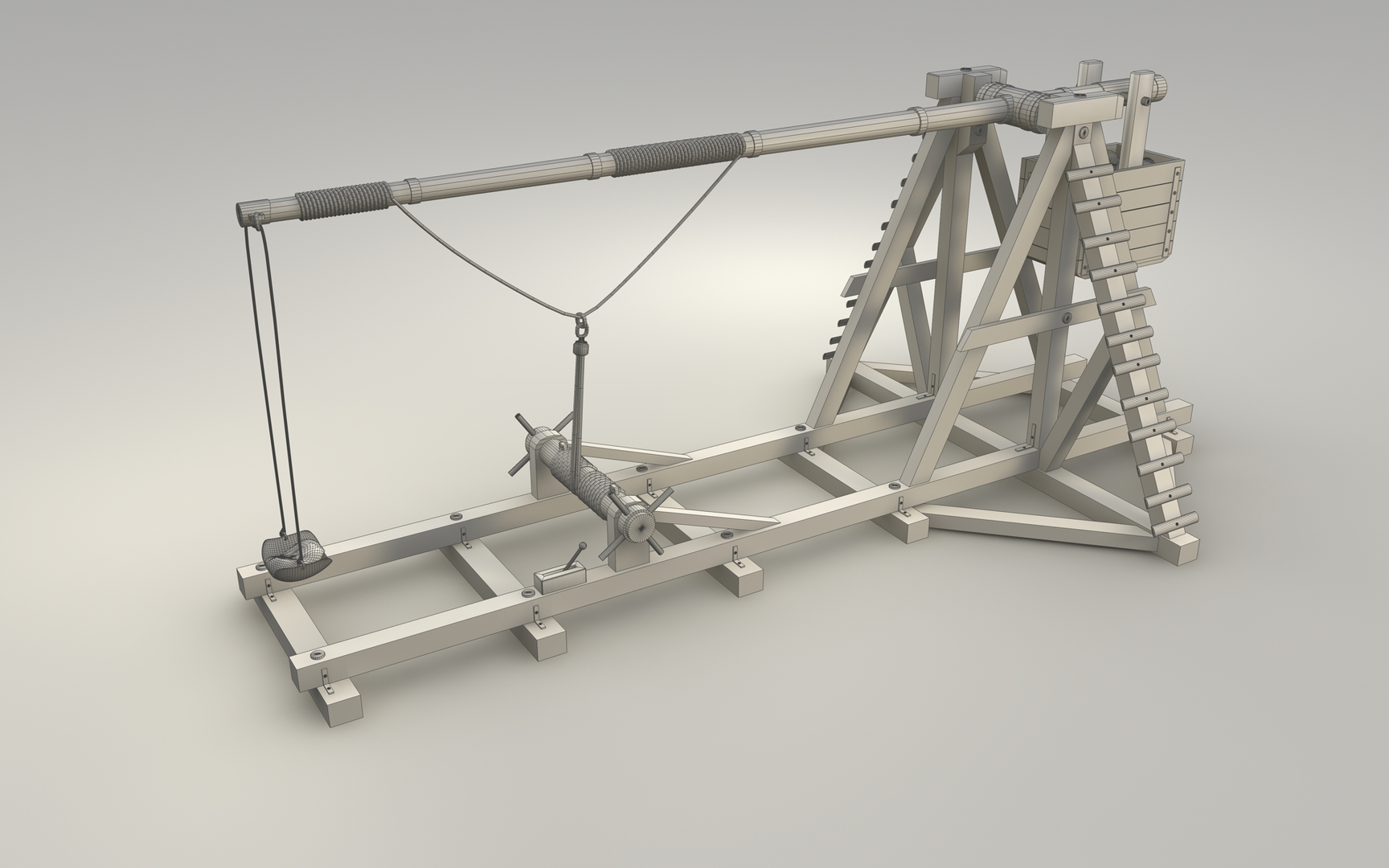 medieval trebuchet obj