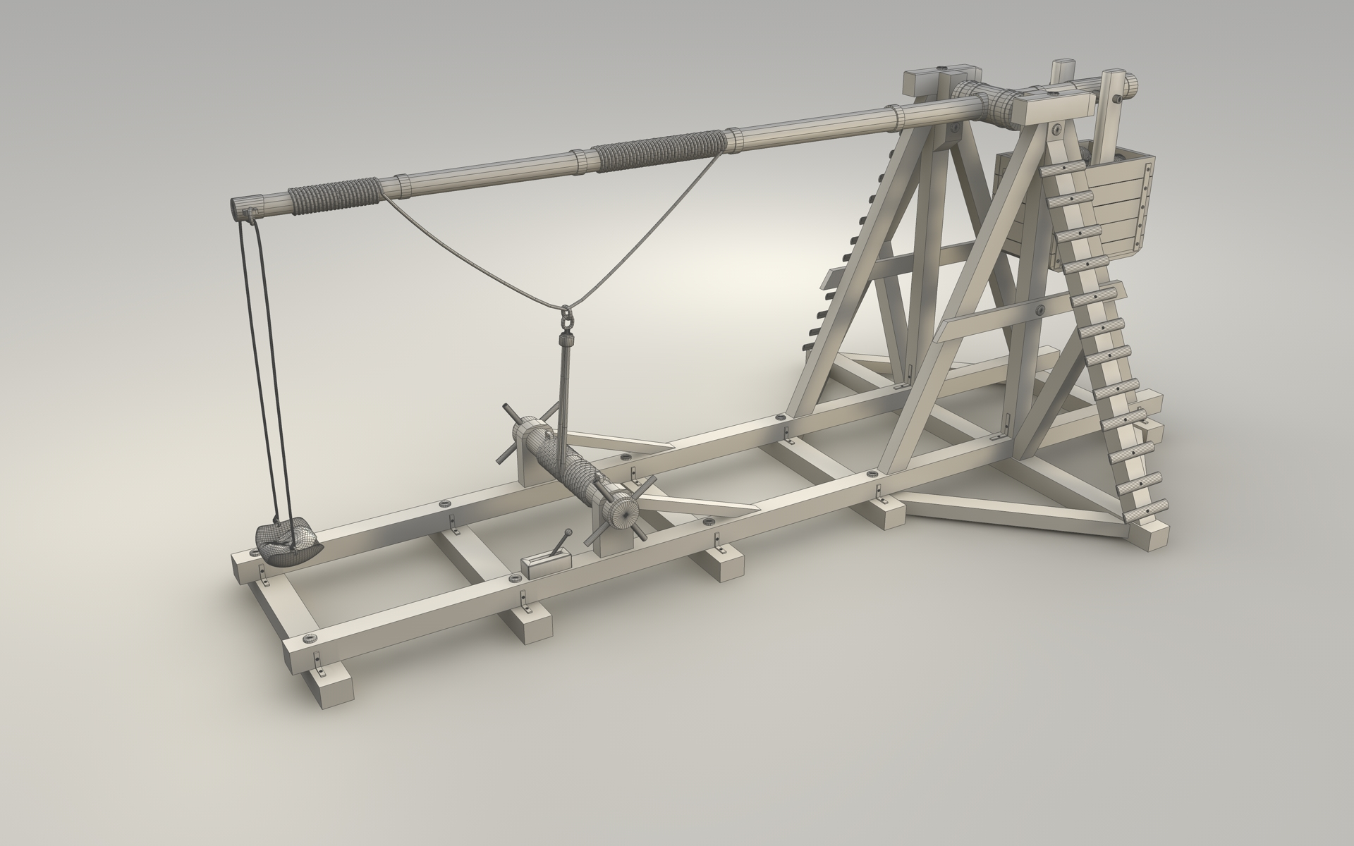 medieval trebuchet obj